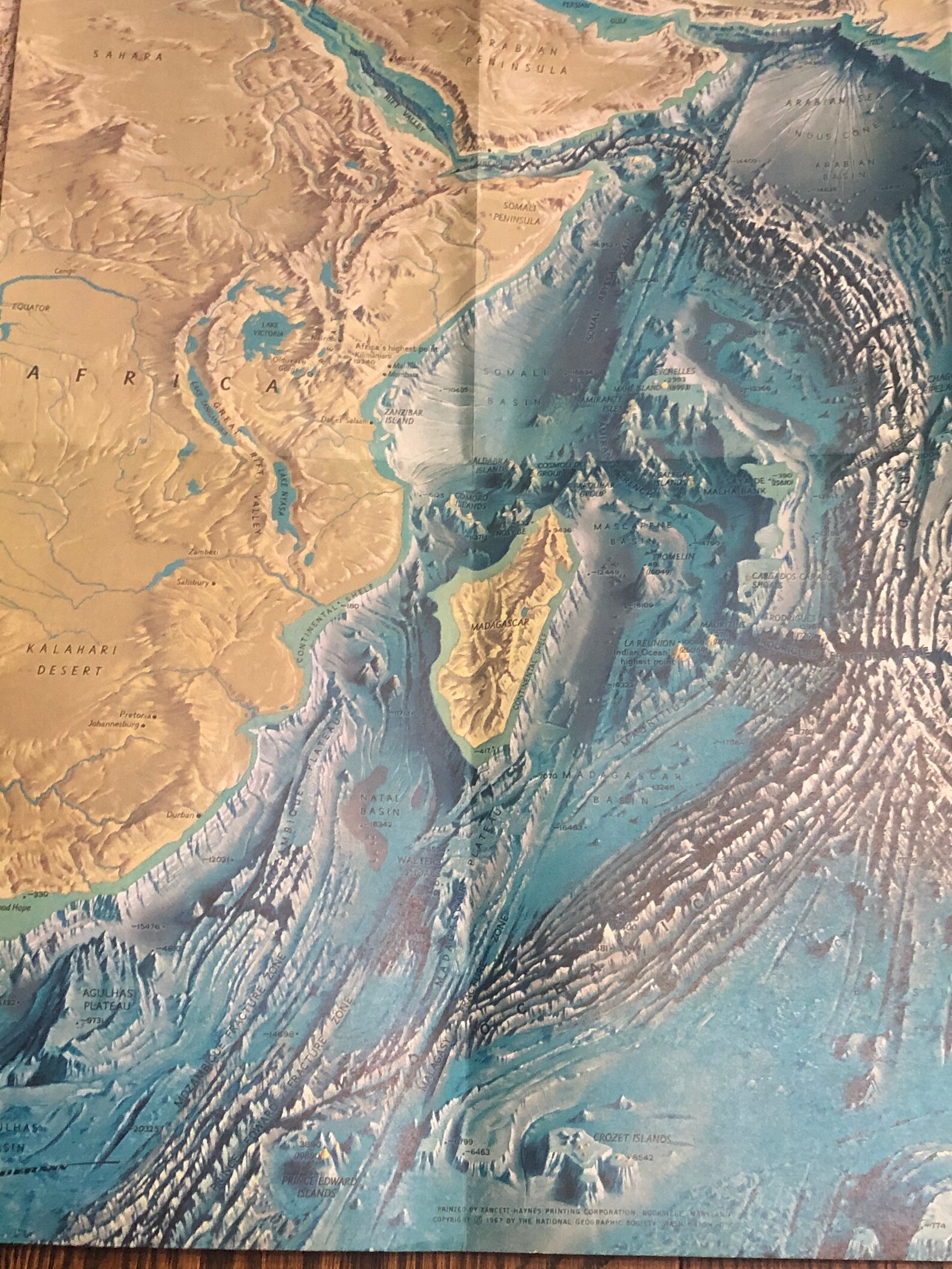 Mapa vintage del Indian Ocean Floor c1967 National Geographic | Etsy