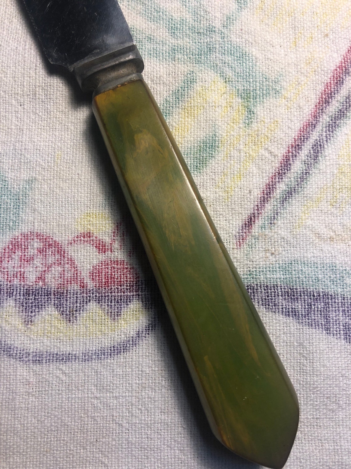 Vintage Green Handled Bakelite and Stainless Steel Knife - Etsy