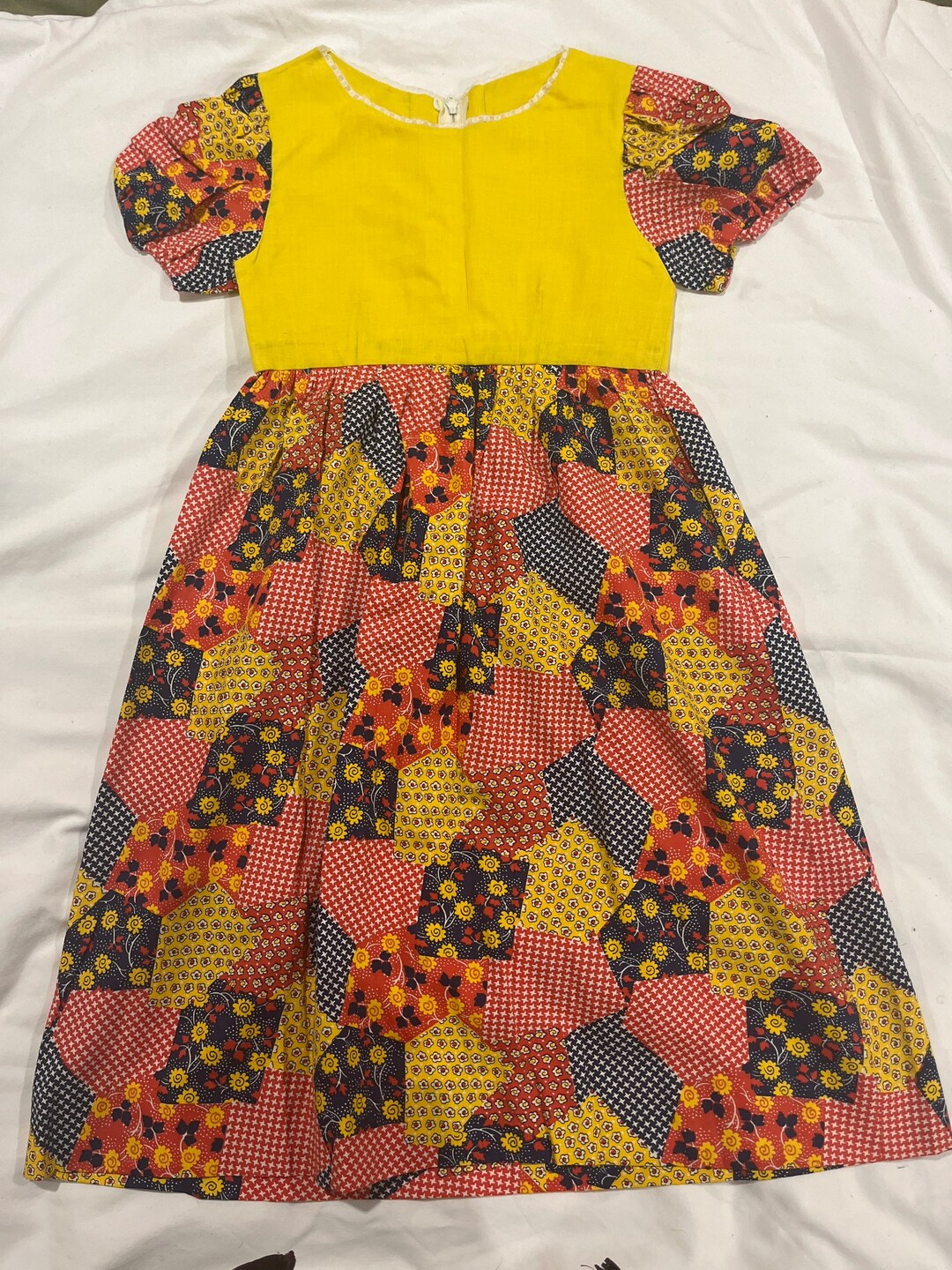 Girls Handmade Patchwork Dress 1970s Perfection - Etsy