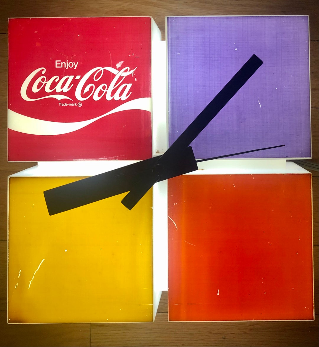 Mid Century Light up Coca Cola Cube Clock - Etsy