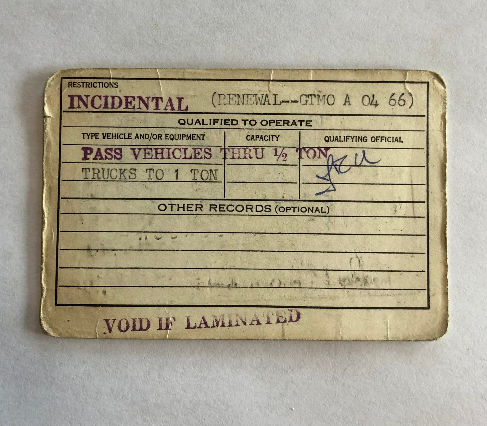 Vintage US Government Drivers License GTMO 1966 - Etsy