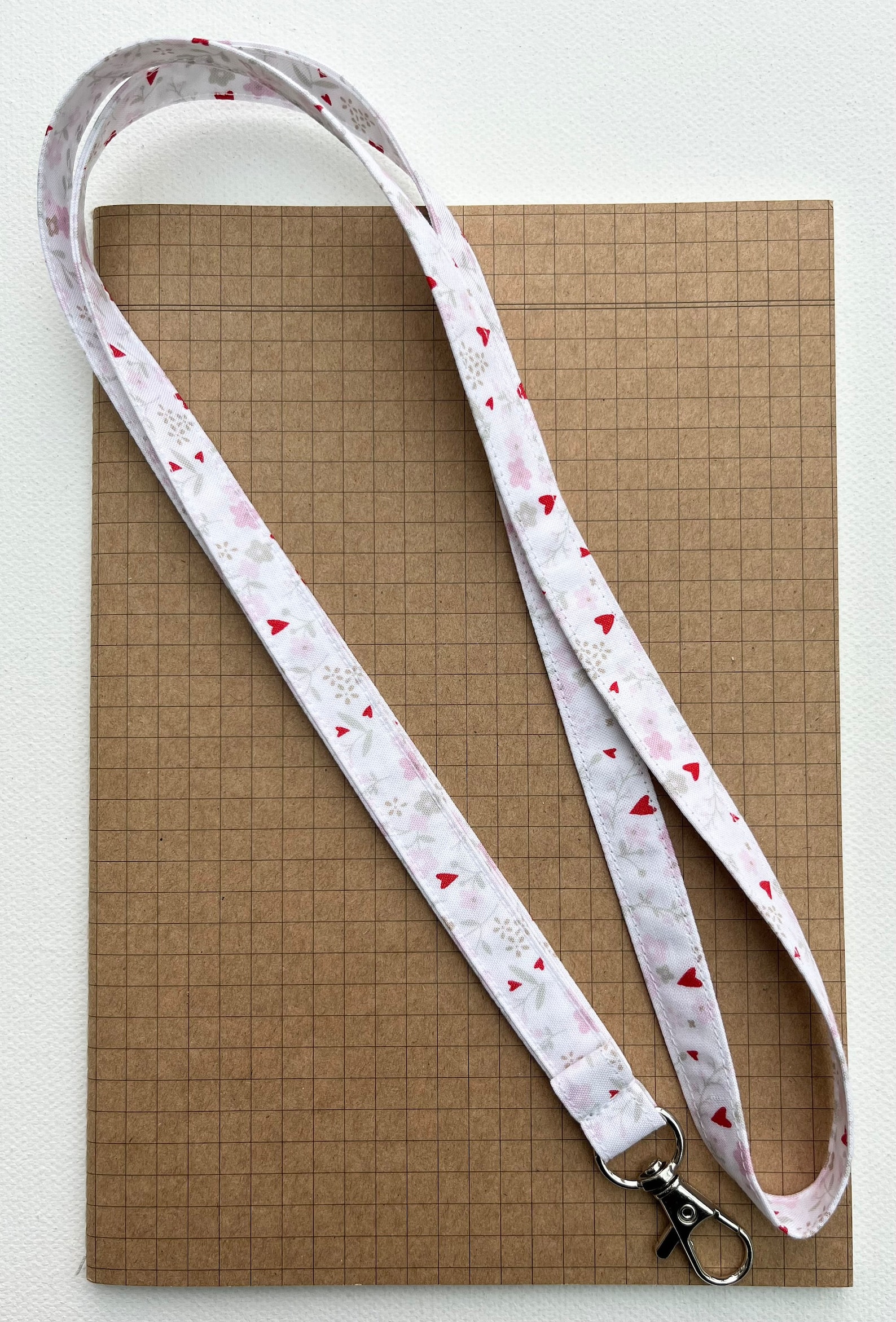 White With Red Hearts Lanyard - Etsy