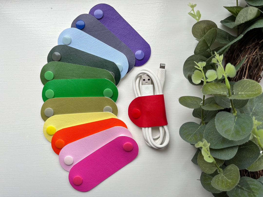 Faux Leather Cable Keeper: Bright Cord Organizer With Snap - Etsy UK