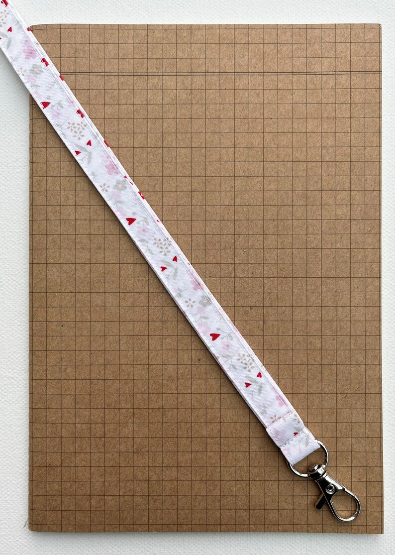 White With Red Hearts Lanyard - Etsy