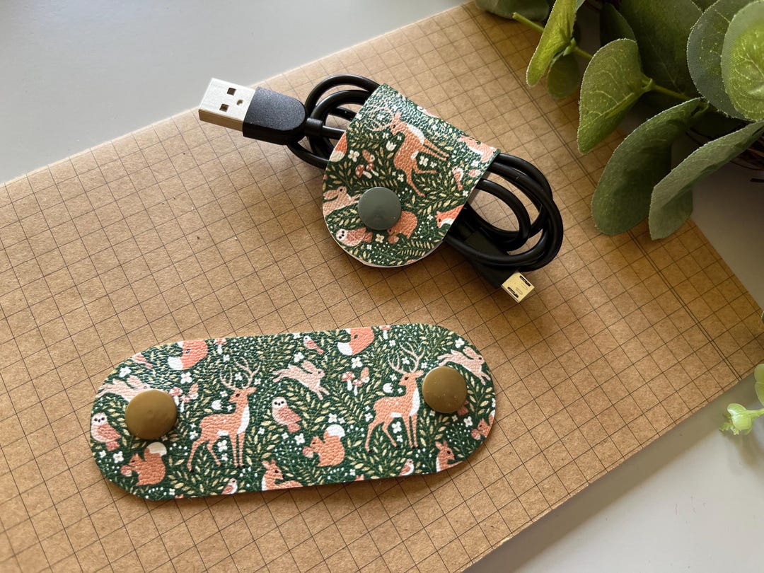 Cable Keeper, Cord Holder, Cable Tidy Woodland Animals Faux Leather - Etsy