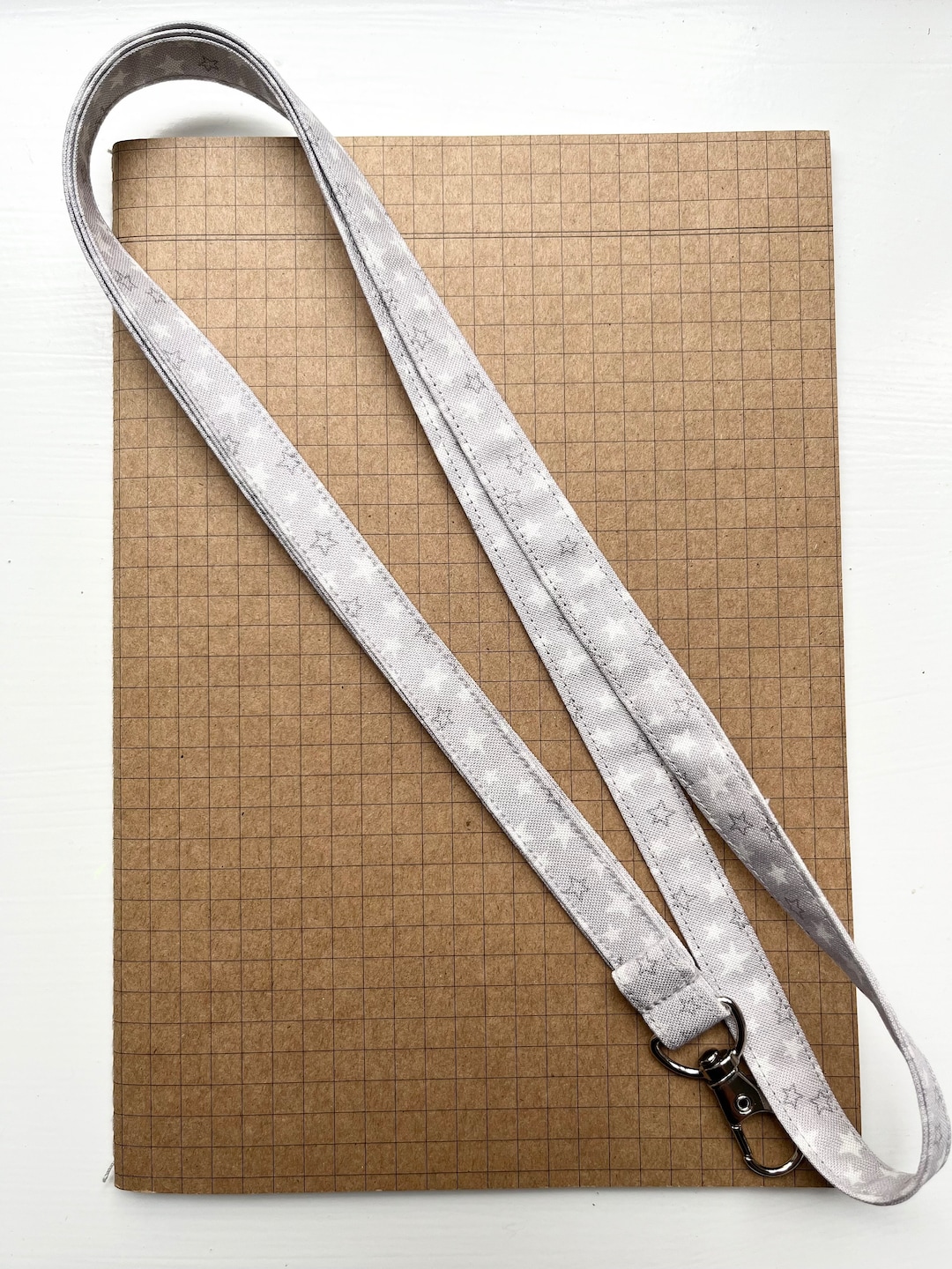 Light Grey Star Skinny Fabric Lanyard - Etsy