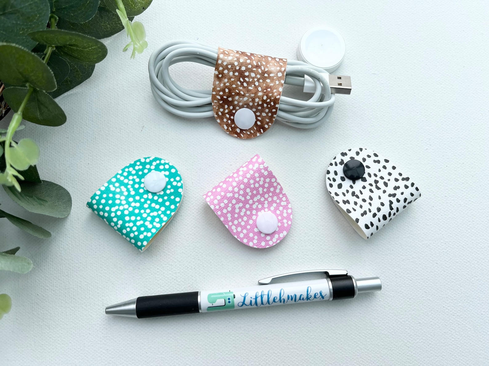 Cable Keeper, Cord Holder, Cable Tidy Spotty Dotty Faux Leather - Etsy