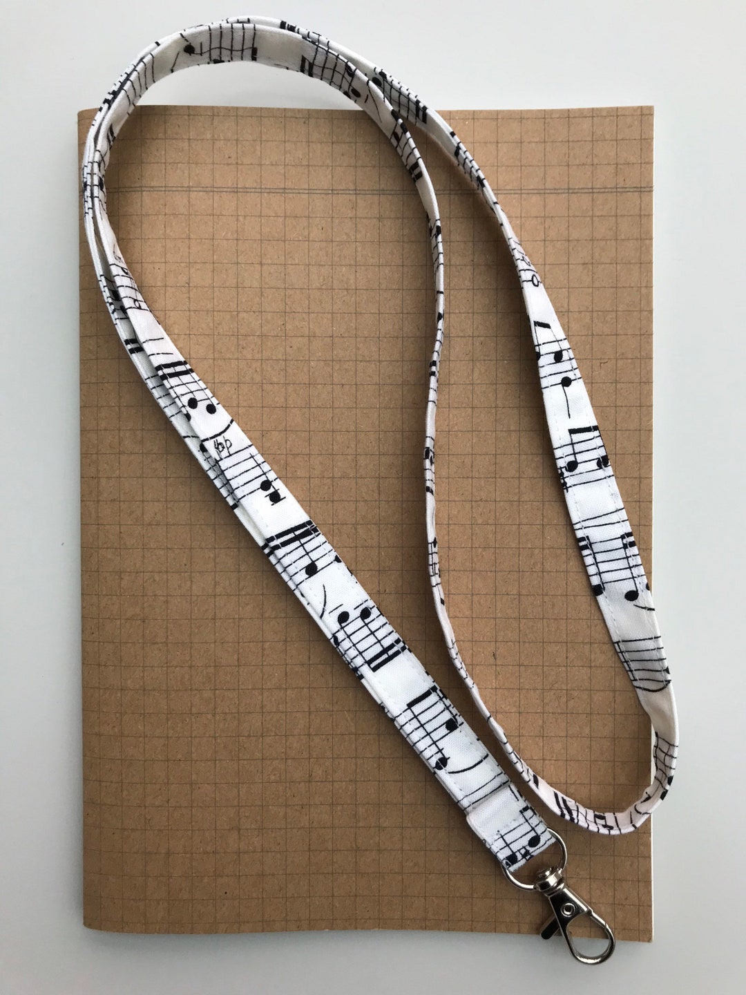 White Music/musical Notes Fabric Lanyard - Etsy