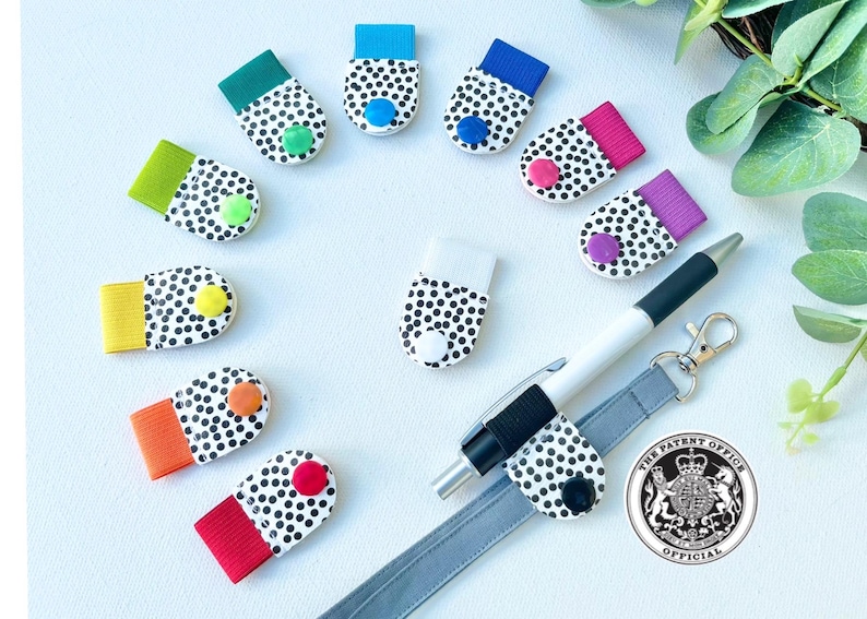 Pop on Pen Holder, Lanyard Pen Pal - White With Black Spots Faux ...