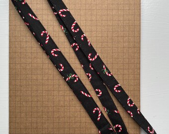 CANDY CANE Fabric Lanyard, Christmas Lanyard, Holiday Lanyard, Candy ...