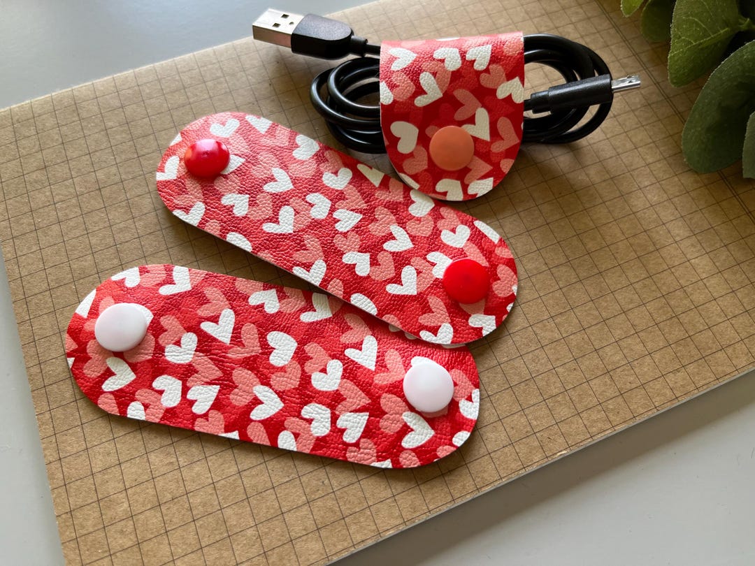 Cable Keeper, Cord Holder, Cable Tidy Red Hearts Faux Leather - Etsy
