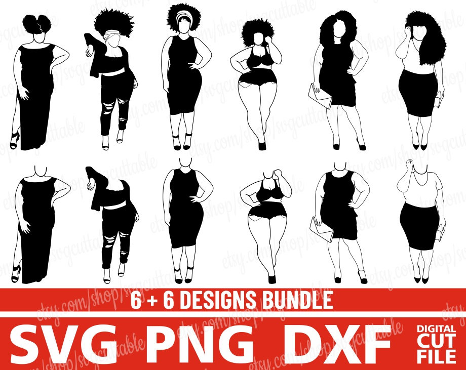 12 Black Bundle Girl Afro Svg Xxl File Natural Hair Curvy - Etsy