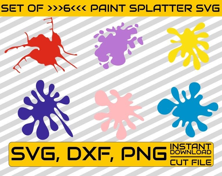 6x Splatter Bundle Svg Paint Splatter Svg Ink Splatter | Etsy