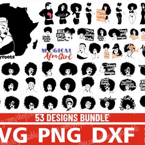 53 Black Girl Bundle Afro Svg, Afro Lady, Svg File, Africa Natural Hair ...