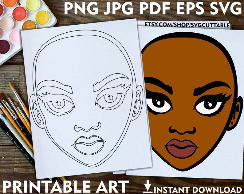 Melanin Printable Adult Coloring Page Black Woman Svg Afro - Etsy