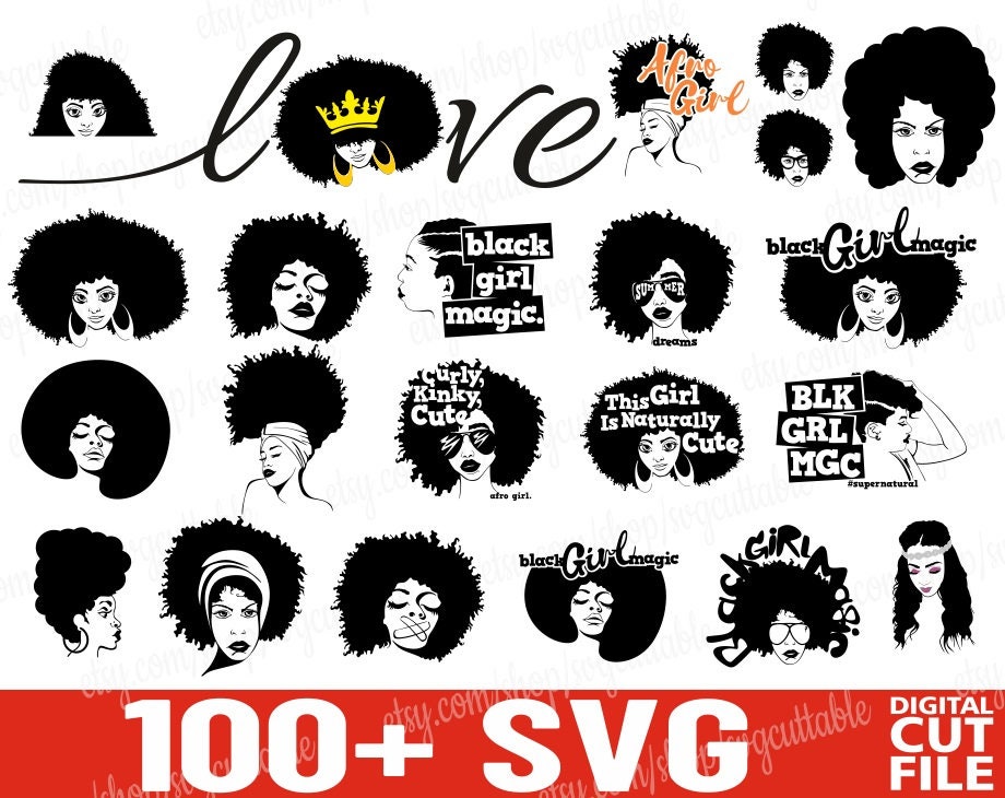 107 Afro Bundles Afro Woman Svg Svg Files Digital Cut - Etsy