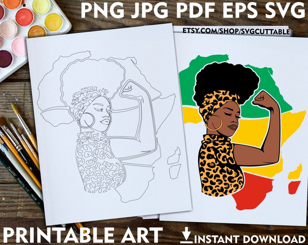 Strong African Woman Coloring Page (printable Digital Download) - Etsy