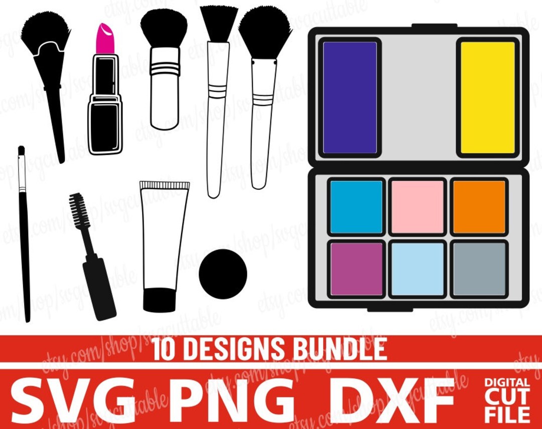 10x Make up Bundle Svg, Mascara Svg , Makeup Brush Svg, Lipstick Svg ...