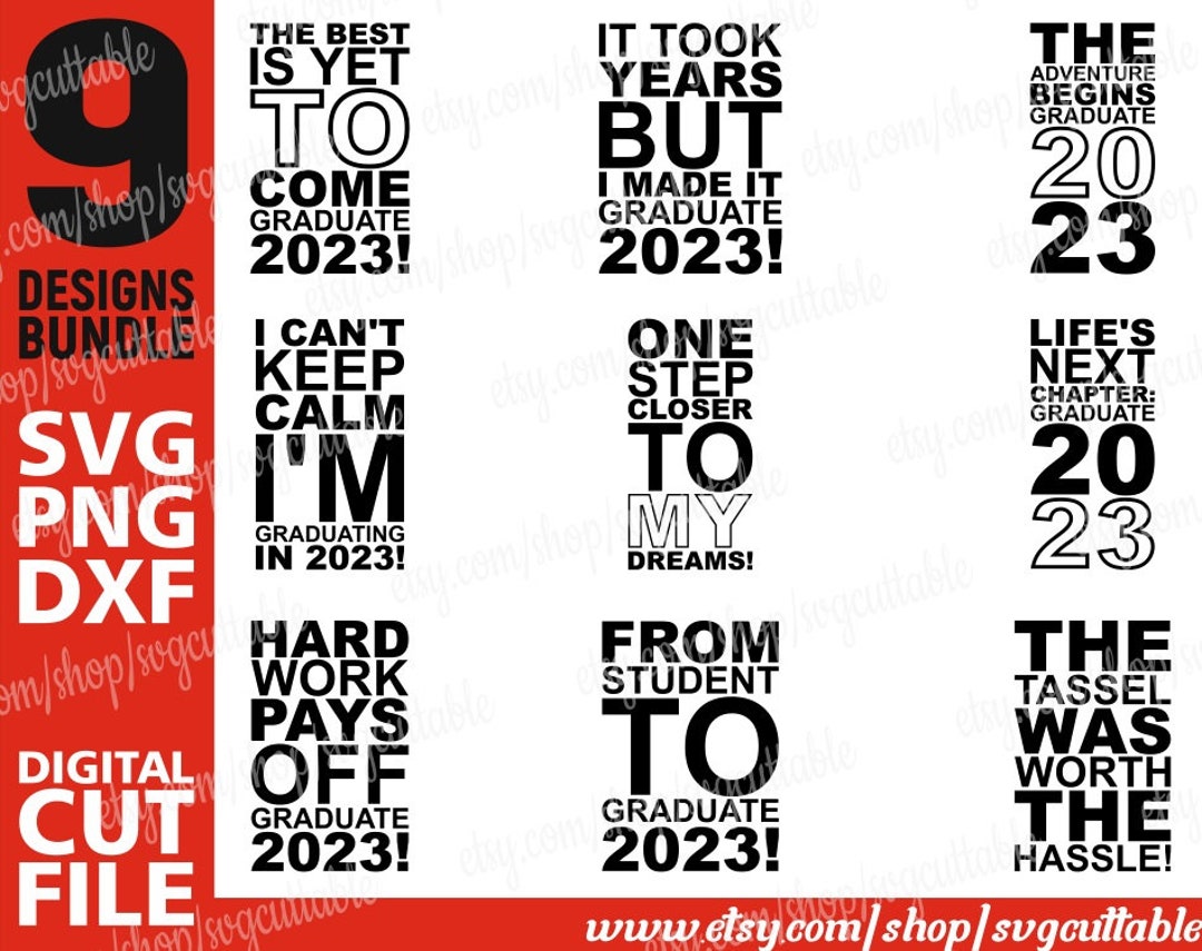 9x Graduation 2023 Svg Bundle, Grad Svg, College, School Svg, Senior ...