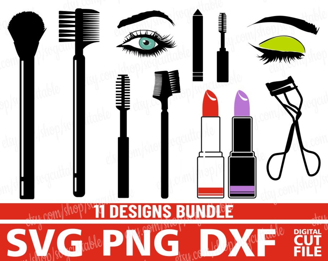 11x Make up Bundle Svg, Mascara Svg , Makeup Brush Svg, Lipstick Svg ...