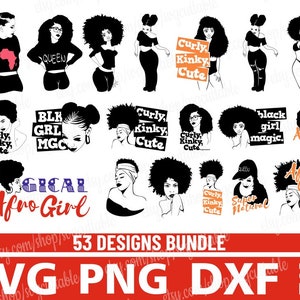 53 Black Girl Bundle Afro Svg, Afro Lady, Svg File, Africa Natural Hair ...