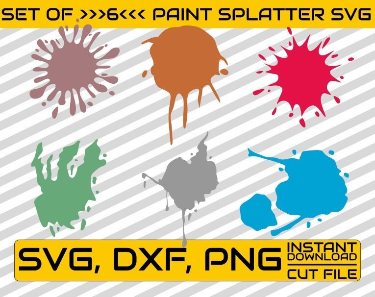 6x Splatter Bundle Svg Paint Splatter Svg Ink Splatter - Etsy