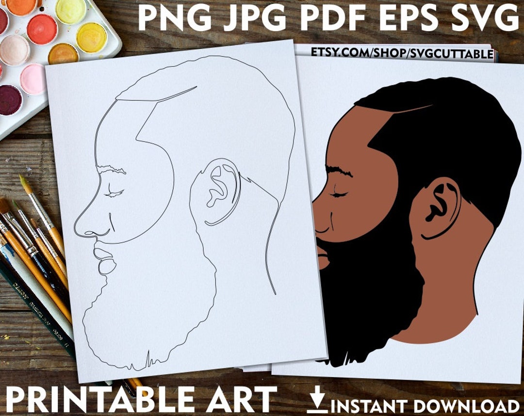 Beard Man Png, Printable Adult Coloring Page, Paint Canvas, Afro Man ...