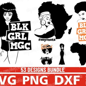 53 Black Girl Bundle Afro Svg, Afro Lady, Svg File, Africa Natural Hair ...