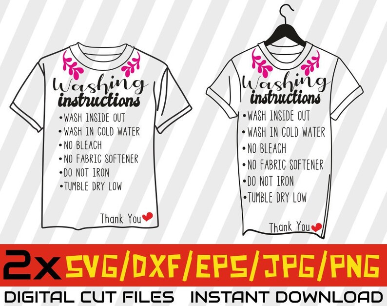 2x T Shirt Washing Instructions Svg Care Instruction Cards - Etsy