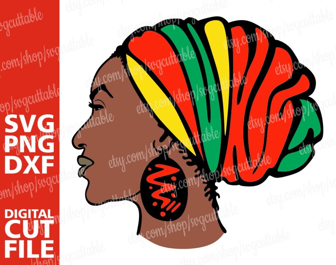 Afro Woman in Head Wrap Svg Melanin Svg Black Woman Svg - Etsy