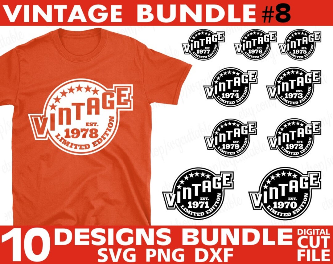 10x Vintage Svg Bundle Est.1970-1979 Birthday Svg Limited - Etsy