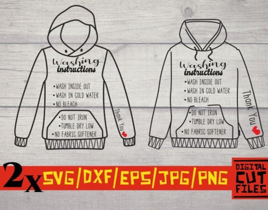 2x Washing Instructions Svg, Care Instruction Cards Svg, Hoddie Svg ...