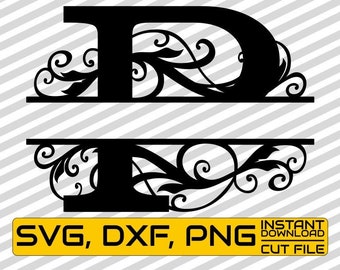 Floral Svg Split Monogram Files Letter N calligraphy Font | Etsy