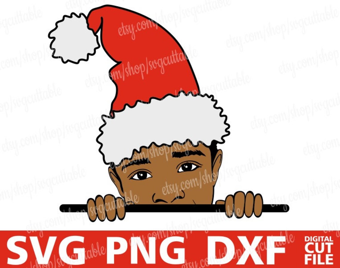 Peeking Boy Svg Santa Hat Christmas Peek a Boo Svg black - Etsy