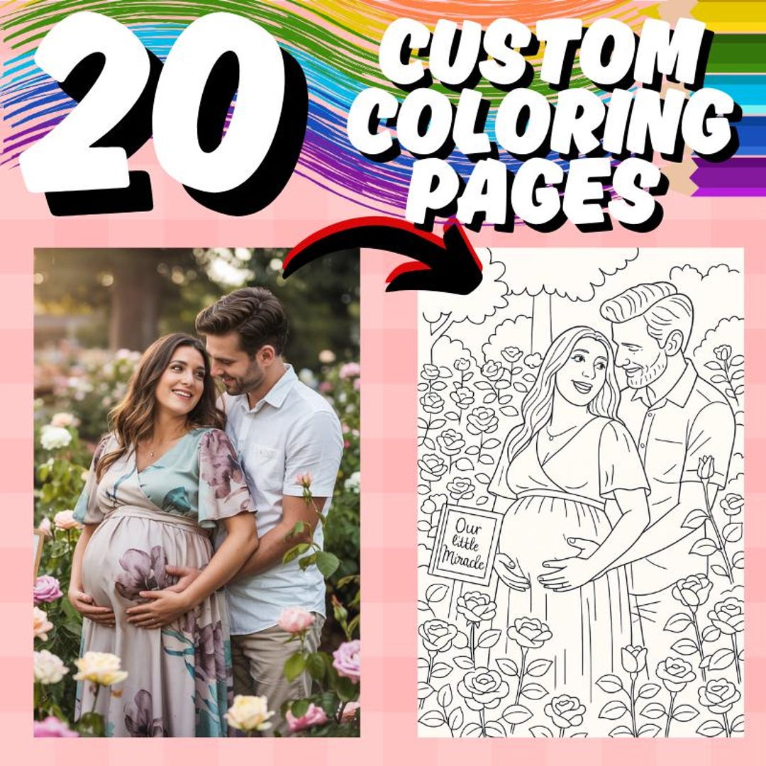 20x Custom Coloring Pages From Photo, Personalized Coloring Page ...