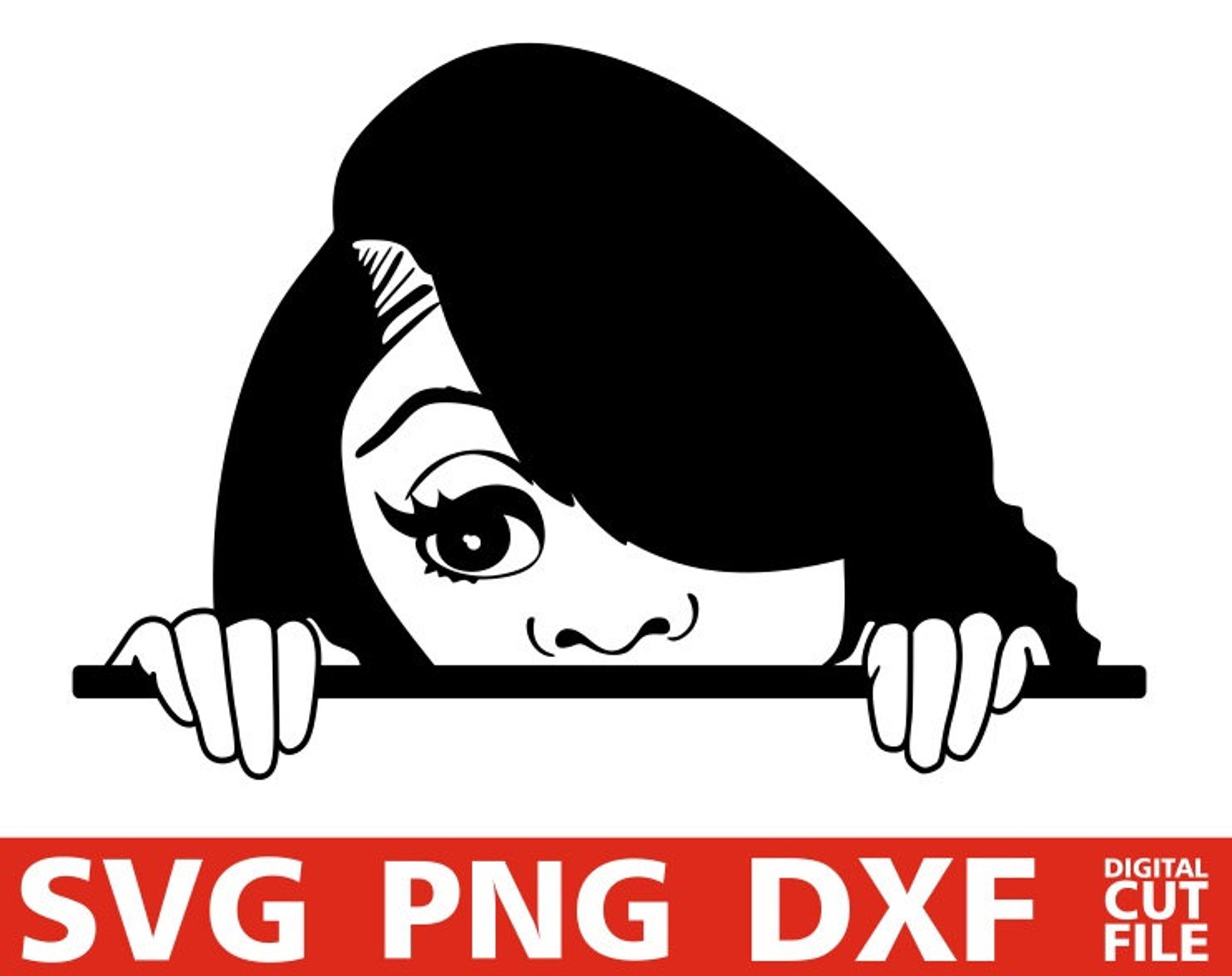 Peeking Girl Svg Natural Hair Svg Peek a Boo Girl Black - Etsy