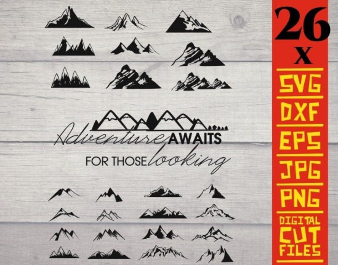 26x Mountains Bundle Svg, Adventure Svg, Travel Svg, Trip, Pringitng ...