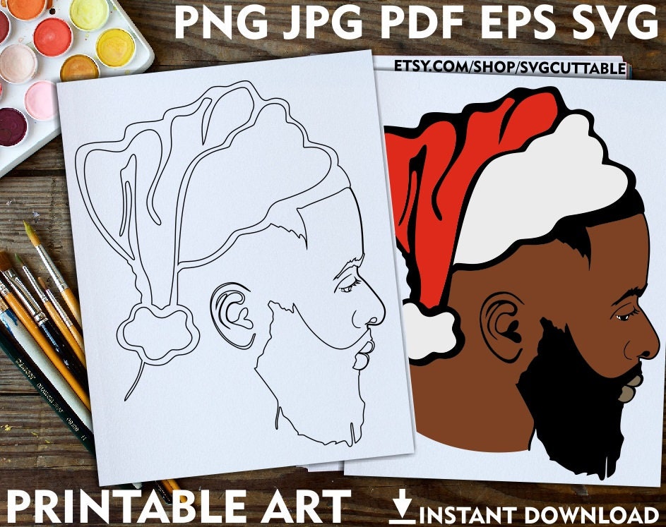 Santa Claus Png Beard Png Printable Adult Coloring Page | Etsy