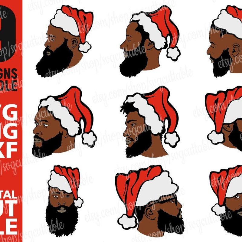 Black Santa Svg - Etsy
