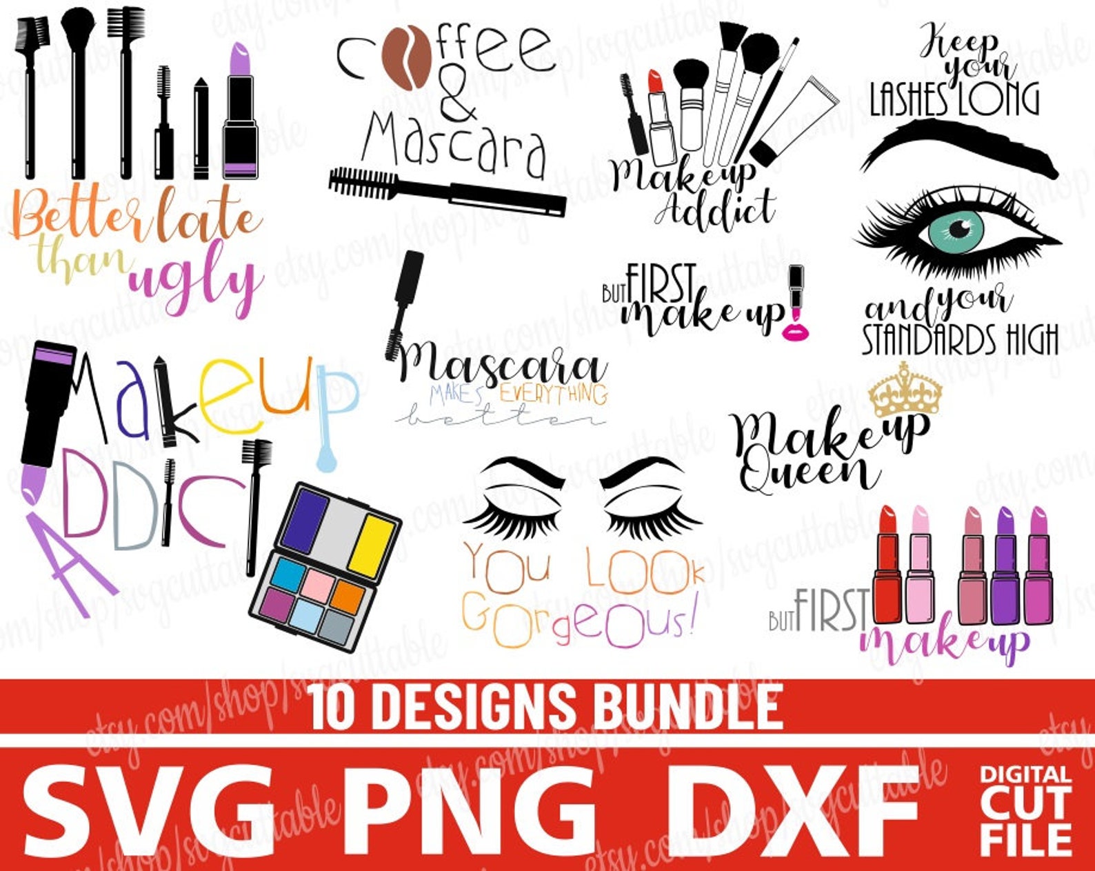 10x Make up Bundle Svg Mascara Svg Eye Svg Lipstick Svg - Etsy