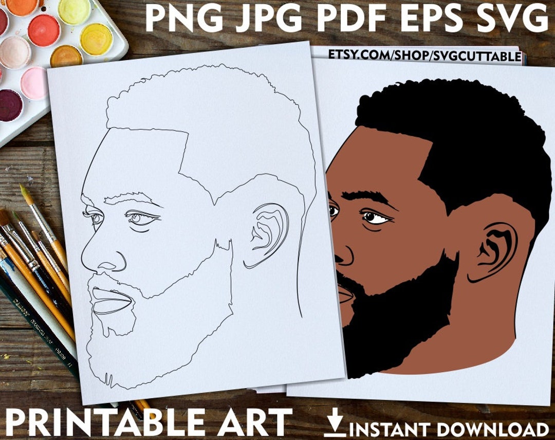 Beard Man Png, Printable Adult Coloring Page, Paint Canvas, Afro Svg ...