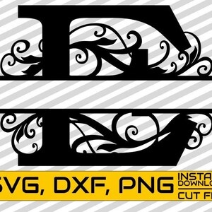 Floral Svg Split Monogram Files Letter E calligraphy Font - Etsy