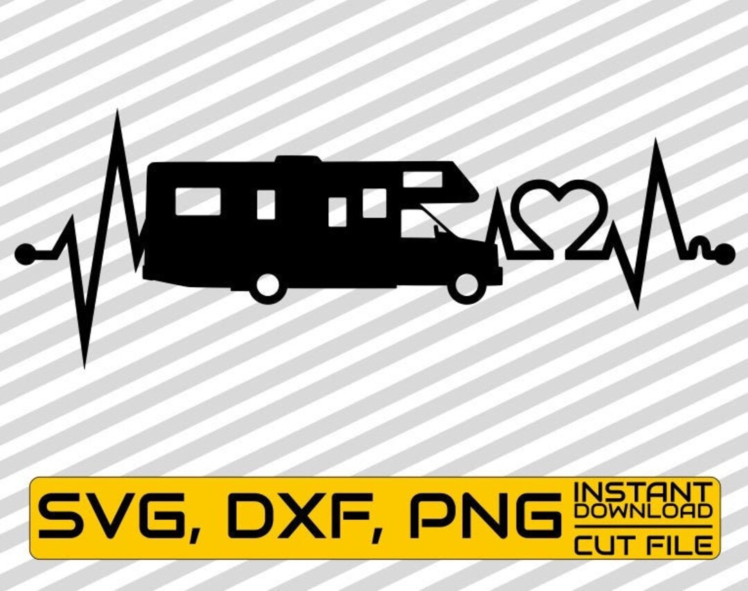 Caravan Svg, Heart Beat Svg, Camping Heartbeat , Motor Home Svg ...