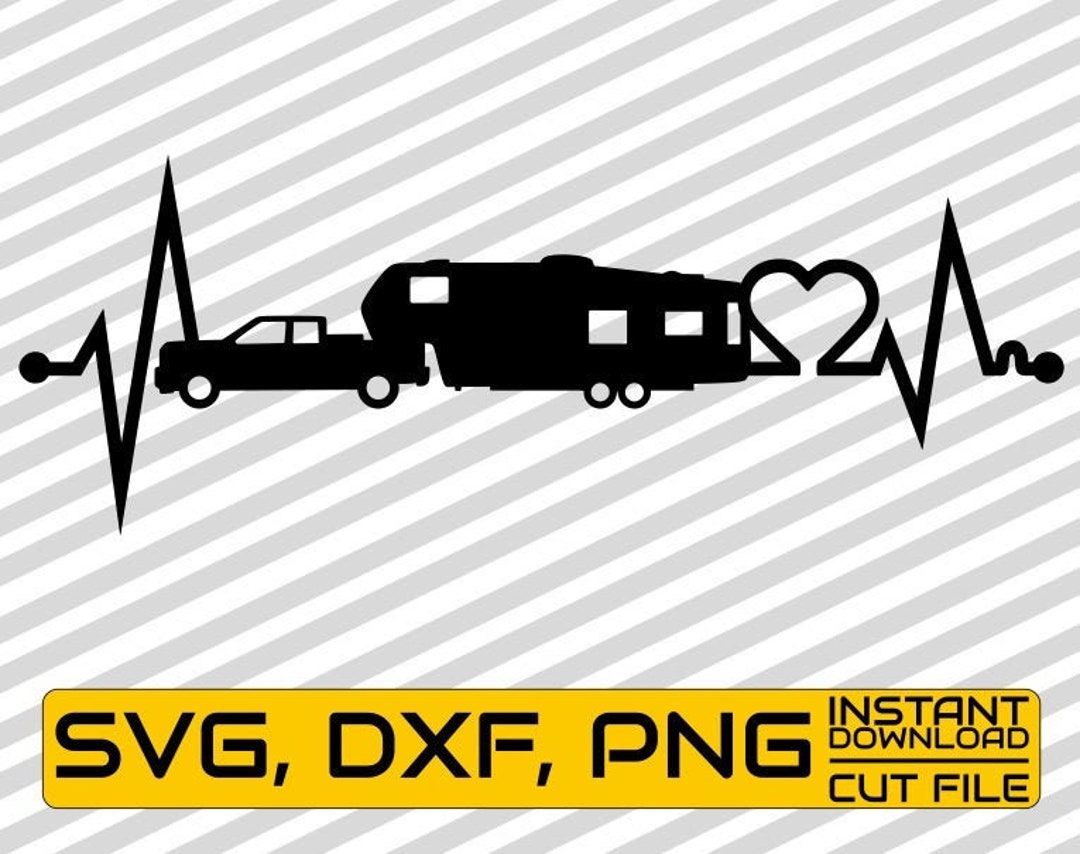 Camping Heartbeat SVG, Camper Clipart, Cricut Silhouette Cut File ...