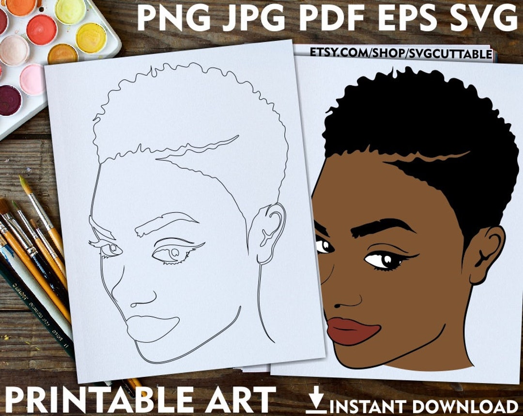 Afro Woman Printable Adult Coloring Page, Afican American, Black ...