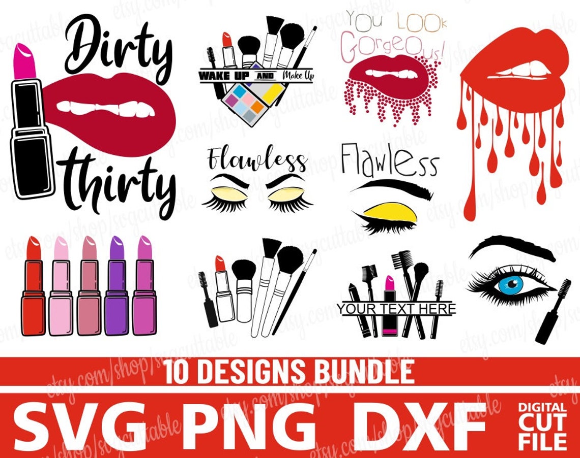 10x Make up Bundle Svg Mascara Svg Makeup Brush Svg - Etsy