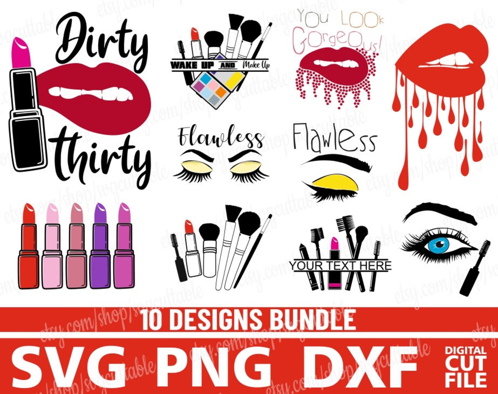 10x Make up Bundle Svg Mascara Svg Makeup Brush Svg - Etsy