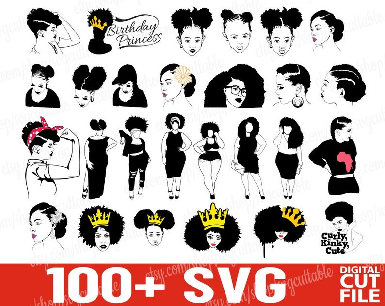 107 Afro Bundles Afro Woman Svg Svg Files Digital Cut - Etsy