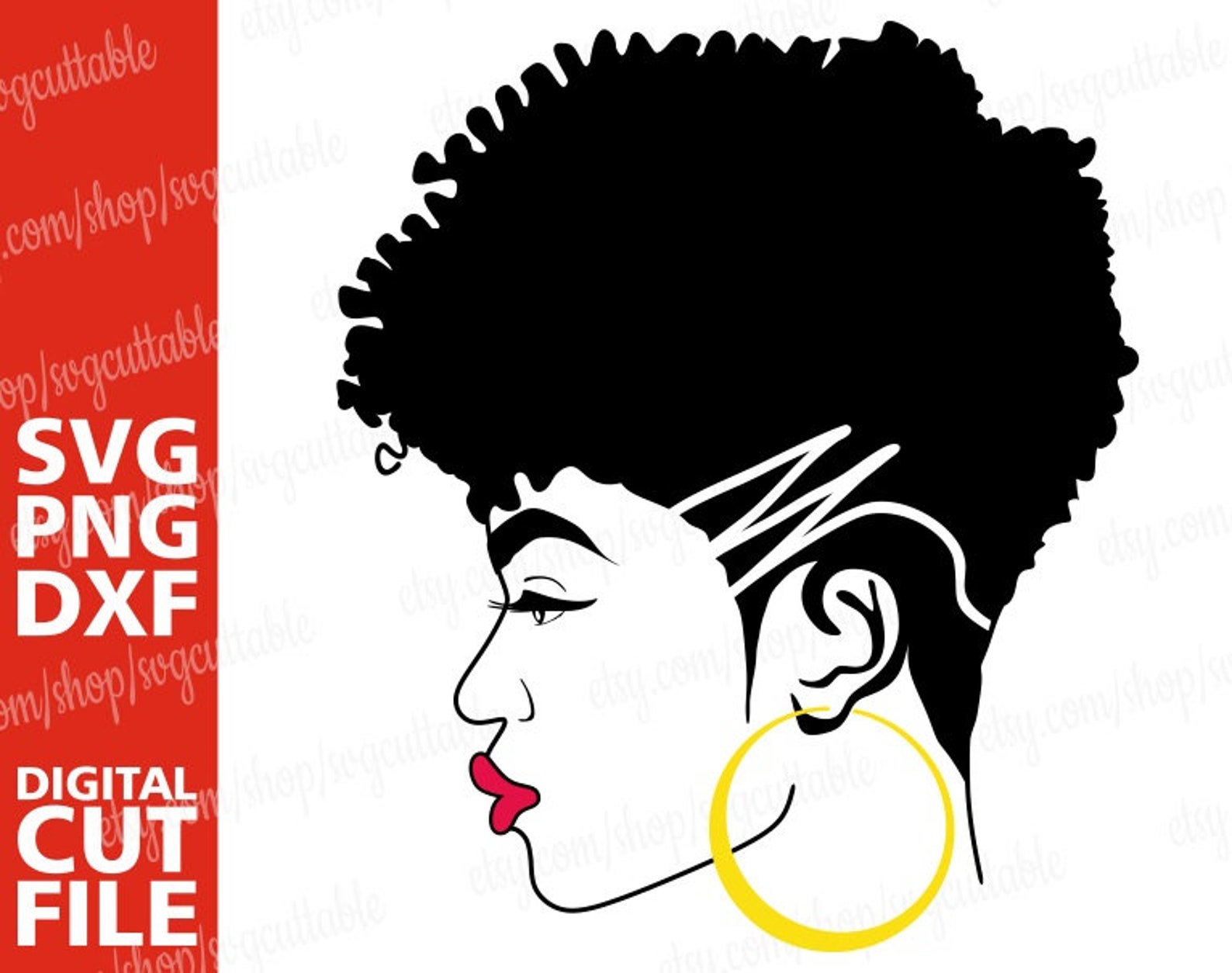 Afro Woman Svg Red Lips Short Hair Earrings Svg Hairstyle - Etsy