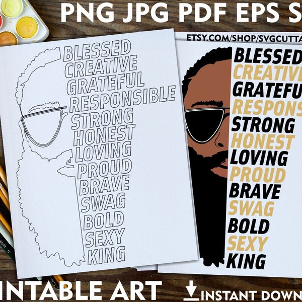 Afro Man Coloring Page - Etsy